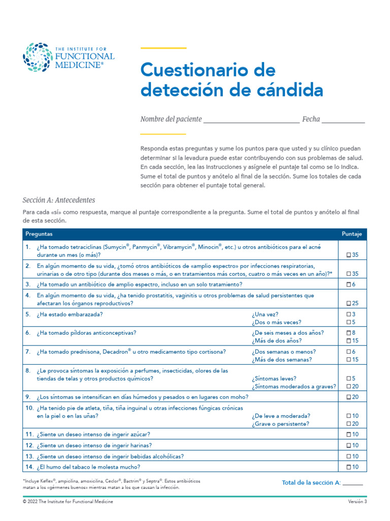 Candida Screening Questionnaire - Spanish | PDF | Enfermedades y ...