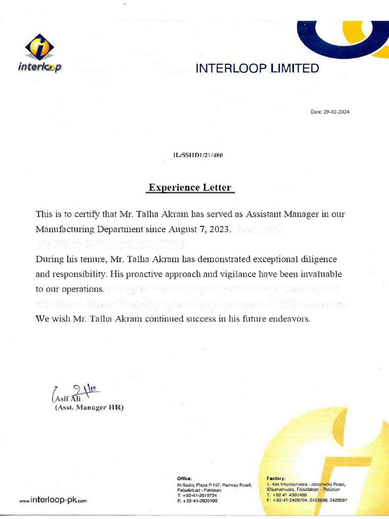 Talha Akram Exp | PDF