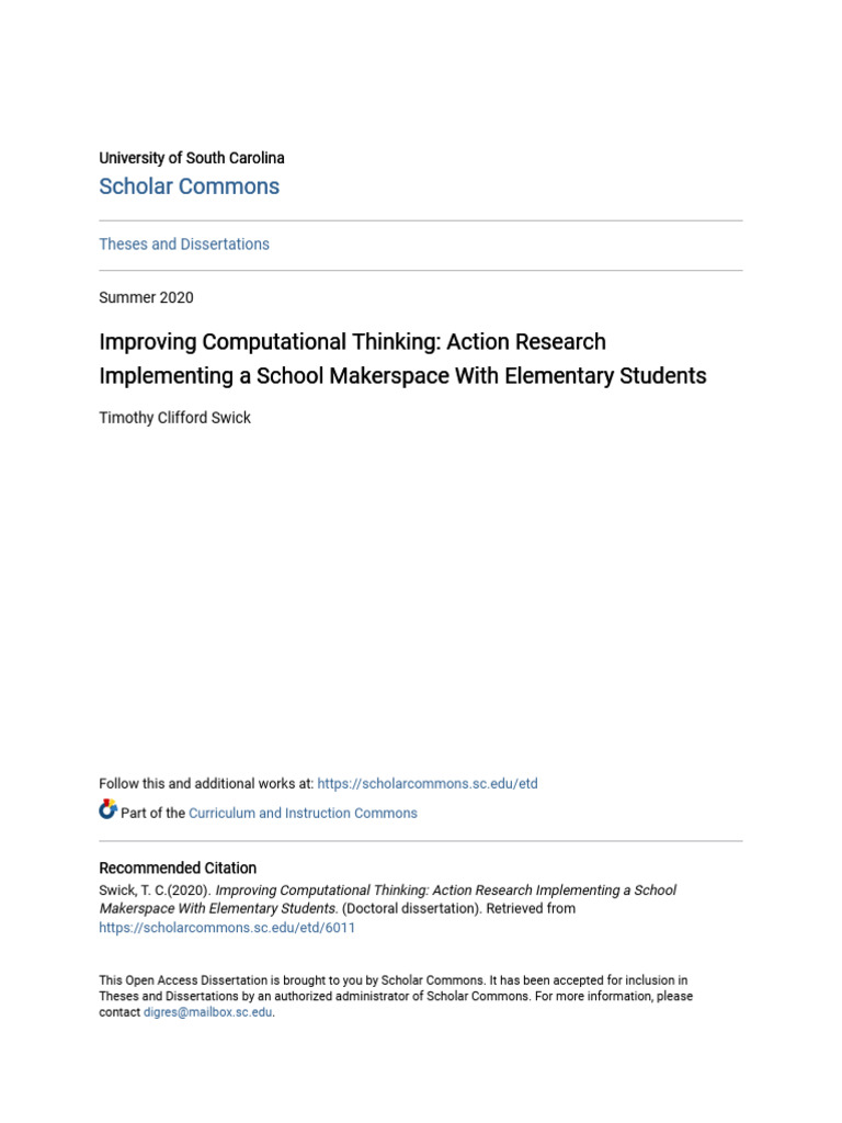 Improving Computational Thinking - Action Research Implementing A | PDF | Constructivism ...