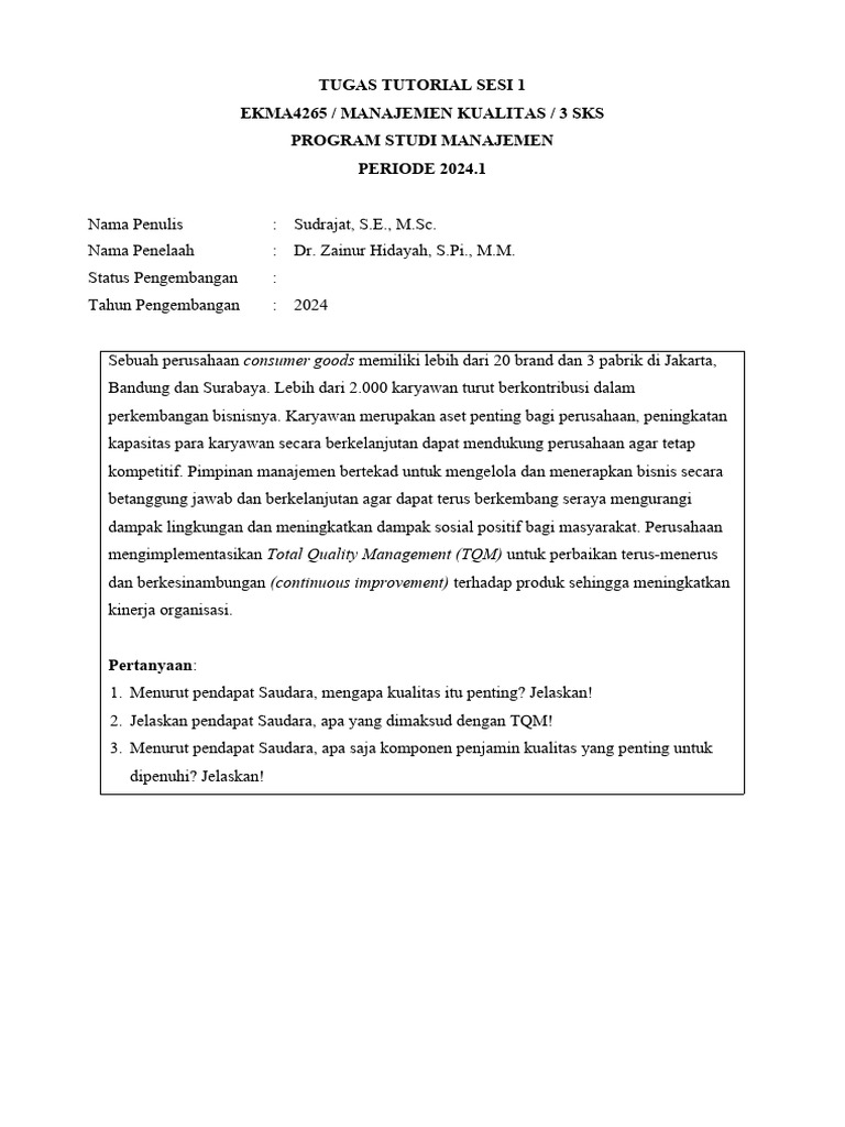 Tugas 1 Ekma 4265 | PDF