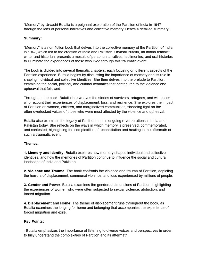 Memory Notes | PDF | Psychological Trauma | Narrative