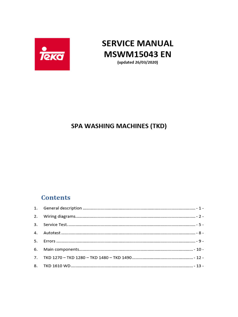 SPA Washing Machines Service Manual | PDF | Clothes Dryer | Washing Machine