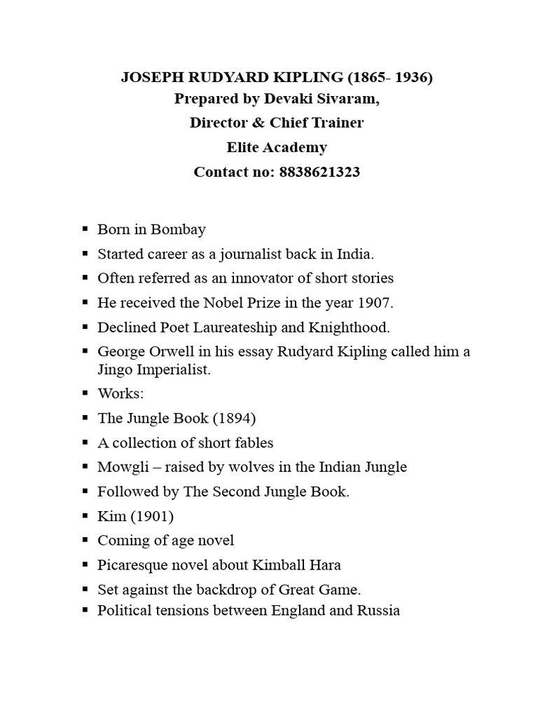 Rudyard KIPLING | PDF | Kim (Novel)