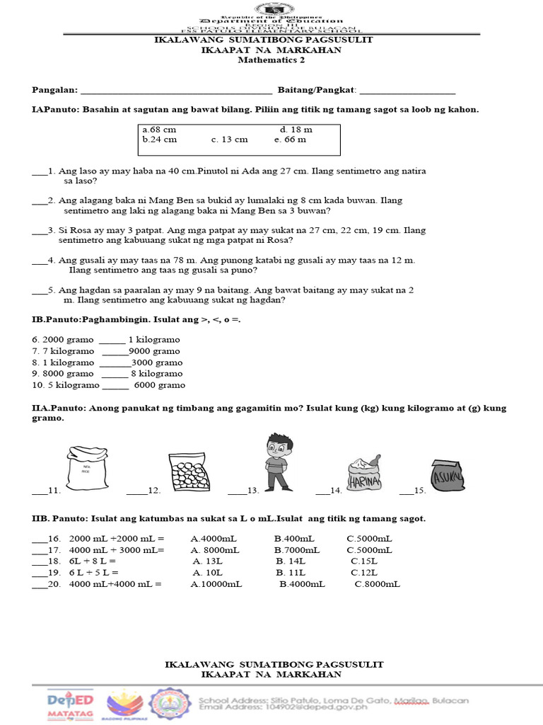 Summative Test No. 2 Math 4Q | PDF