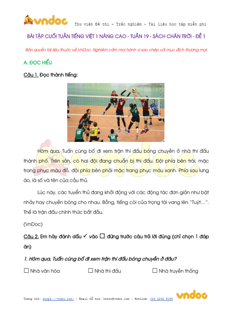 Phieu Bai Tap Cuoi Tuan Tieng Viet 1 Nang Cao Sach Chan Troi Tuan 20 de 1 | PDF