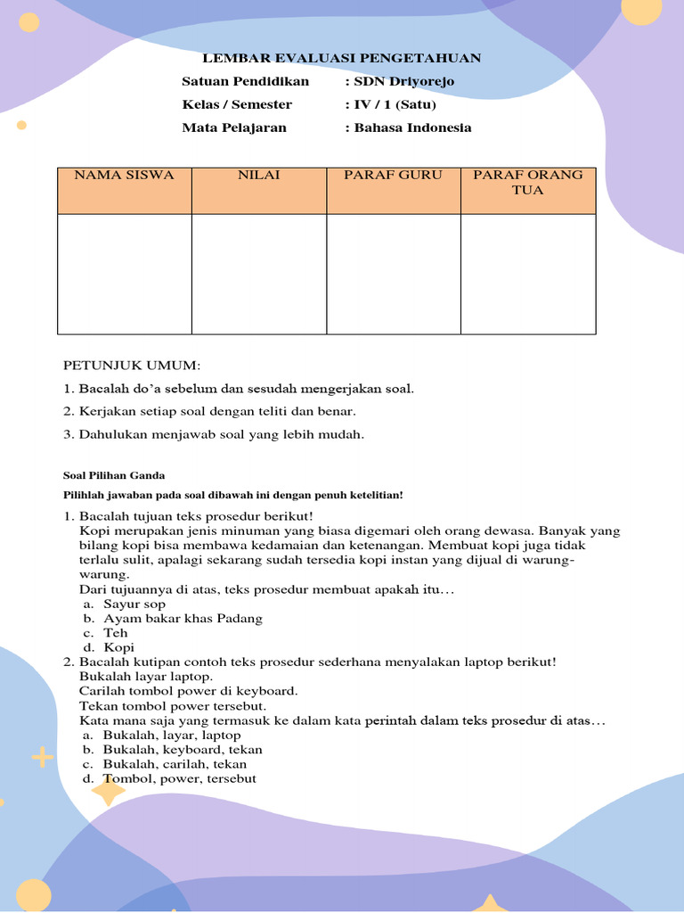 Lembar Evaluasi | PDF