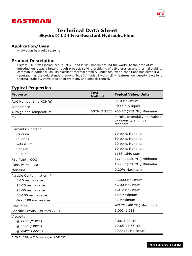 TDS Skydrol LD 4 TDS | PDF | Viscosity | Sodium