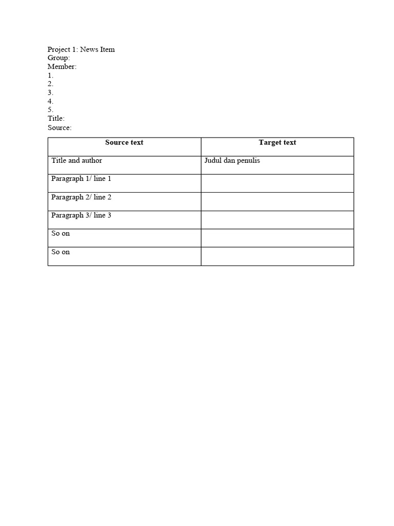 INd - Eng Template Project 1 (News Item) | PDF