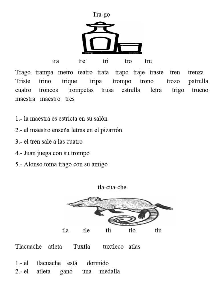 Actividades con tra, tre, tri, tro, tru | PDF | Fruta