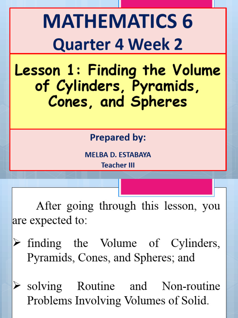 Math-6 Q4 Week-2 | PDF | Area | Volume