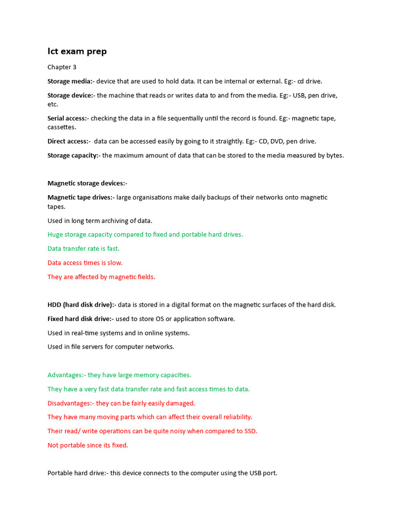 Ict Exam Prep | PDF | Computer Data Storage | Computer Network