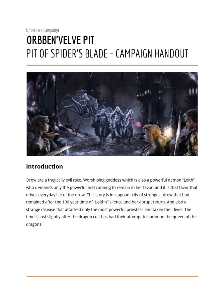 Drow Campaign | PDF | Seven Deadly Sins