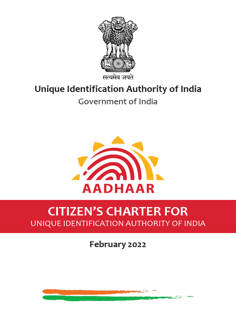 UIDAI Citizen's Charter Overview | PDF | Identity Document | Government