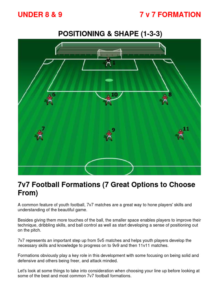7v7 Formation | PDF | Forward (Association Football) | Defender ...