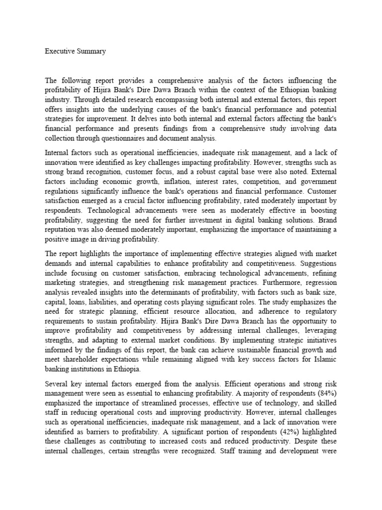 Executive Summary and Recom | PDF | Banks | Risk Management