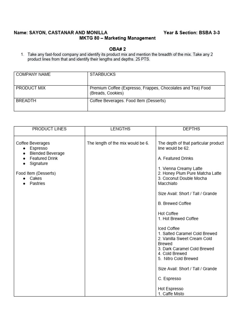 MKTG 80 Oba 1 | PDF | Coffee | Foods