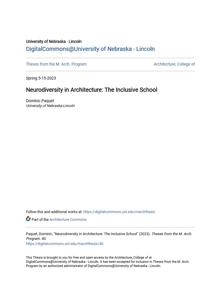 Neurodiversity in Architecture - The Inclusive School | PDF | Cognition ...
