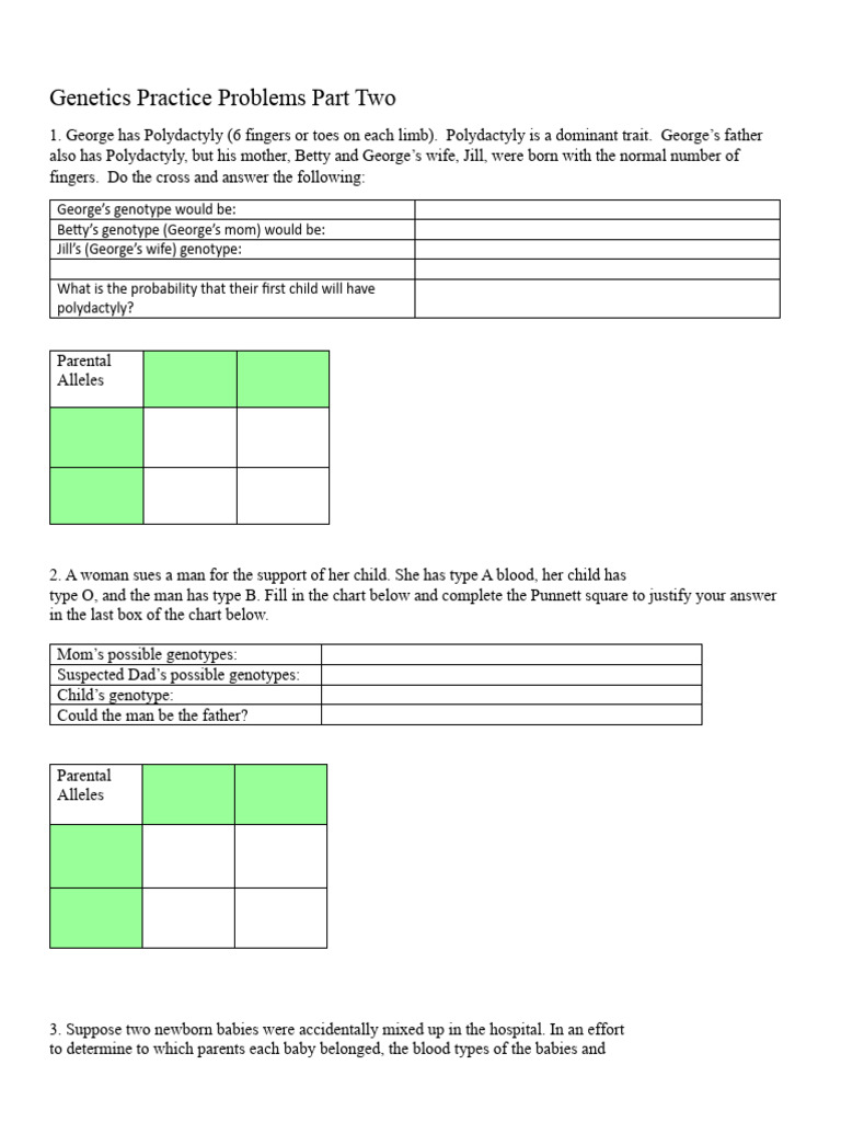 Genetics Practice Problems Part Two | PDF | Genotype | Allele