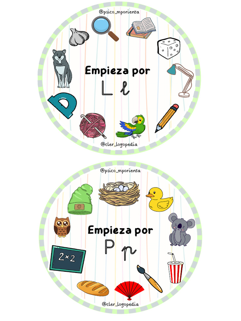 Tarjetas Conciencia Fonológica Circulares | PDF | Lingüística | Fonética