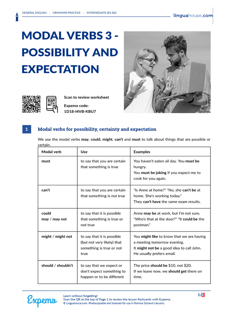 Modal Verbs 3 Possibility and Expectation British English Student | PDF | Syntax | Linguistics