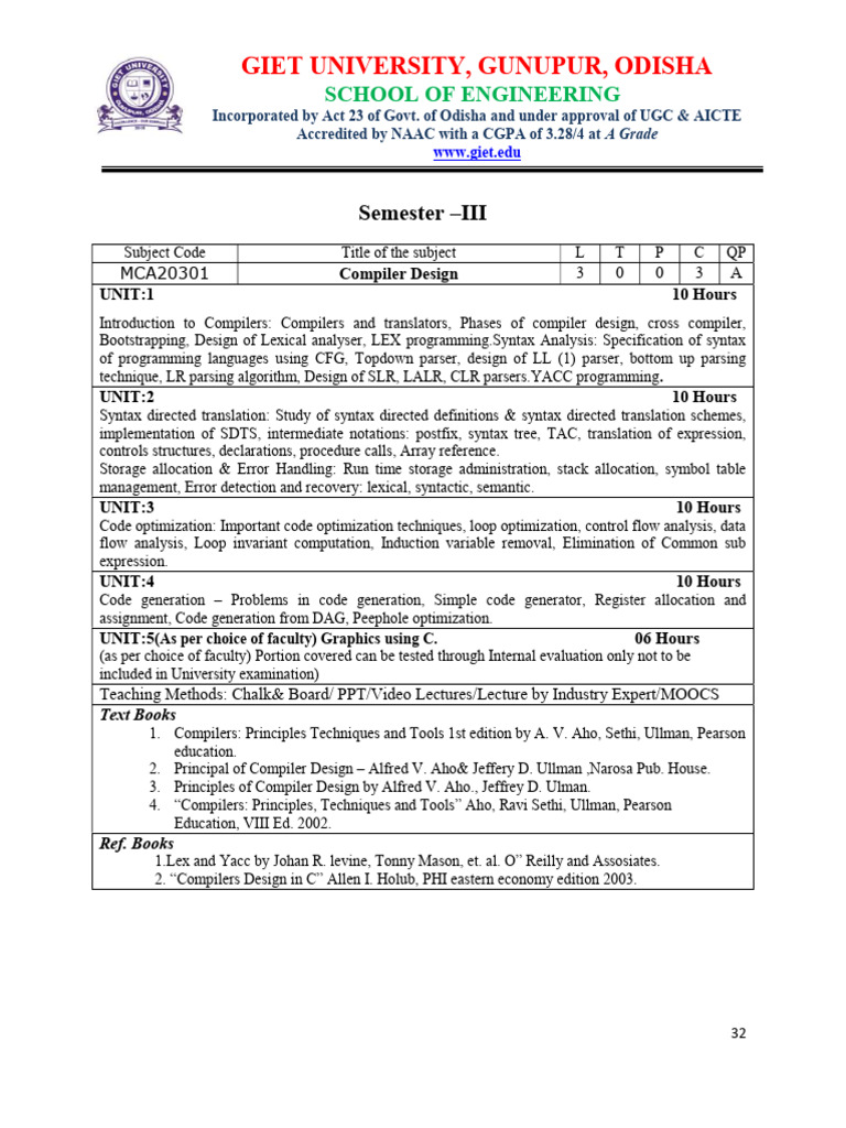 Mca-3rd Sem Syllabus | PDF | Parsing | Control Flow Mca-3rd Sem Syllabus | PDF | Parsing | Control Flow