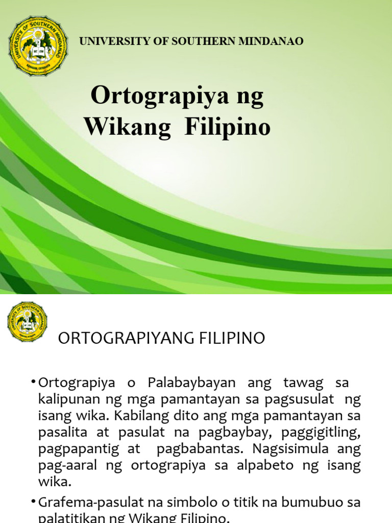 Week 5 Ortograpiya NG Wikang Filipino | PDF