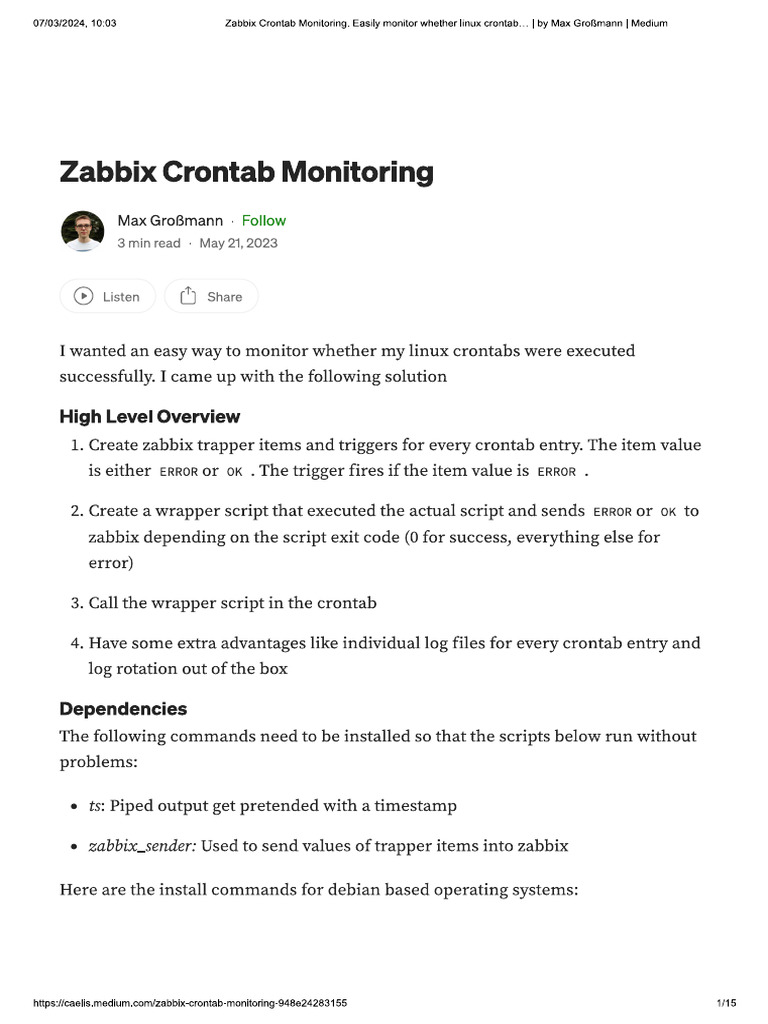 Como Monitorar o Crontab Do Linux Com o Zabbix | PDF