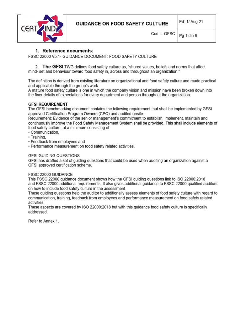 En Guidance On Food Safety Culture3 | PDF | Audit | Business