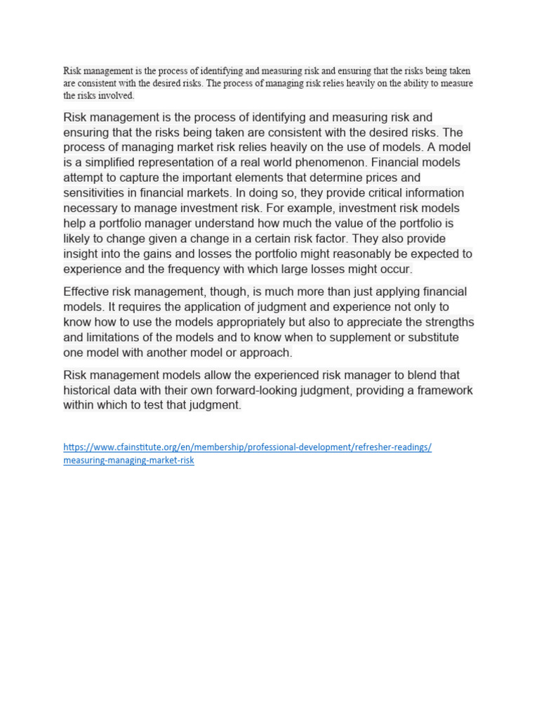 Risk Measurement | PDF | Risk | Risk Management