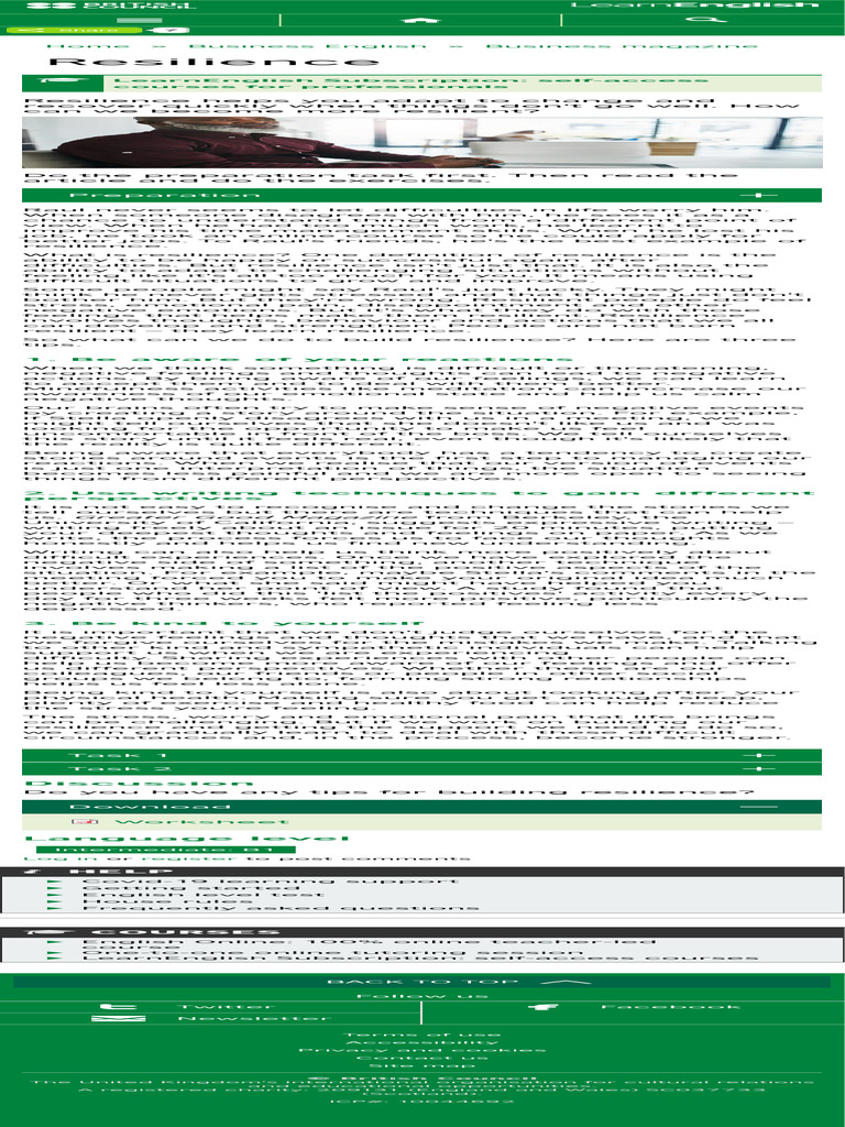 Resilience Business English - Business Magazine British Council | PDF ...