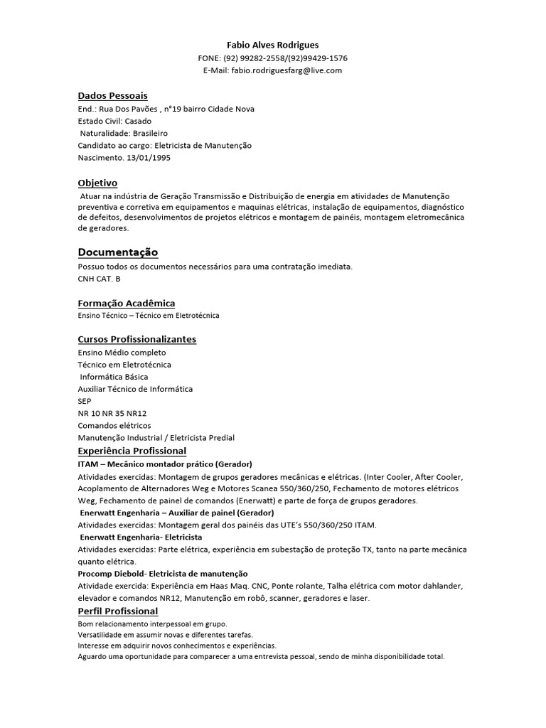 CV Fabio Alves Rodrigues 1 | PDF