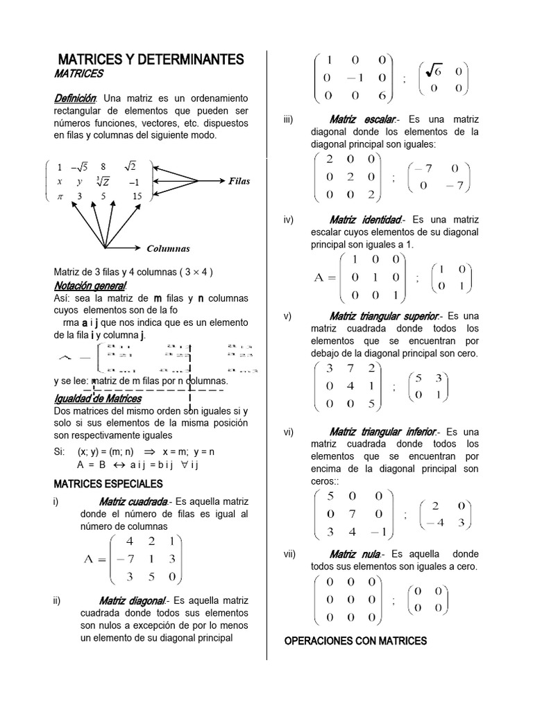 MATRICES Y DETERMINANTES | PDF | Matriz (Matemáticas) | Determinante