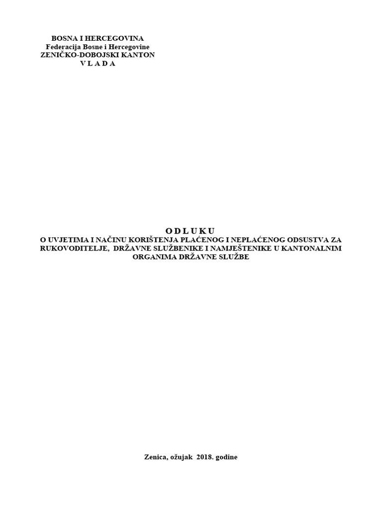 Uredba o Uslovima I Načiniu Koristenja Plaćenog Odustva | PDF