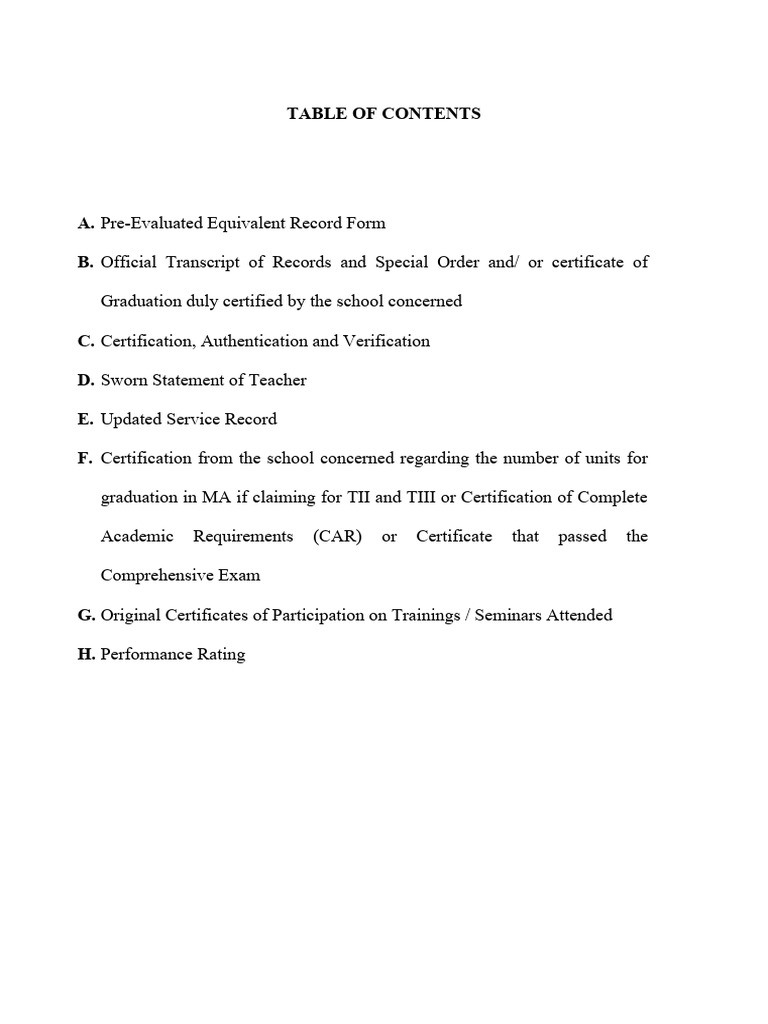 ERF Table of Contents | PDF