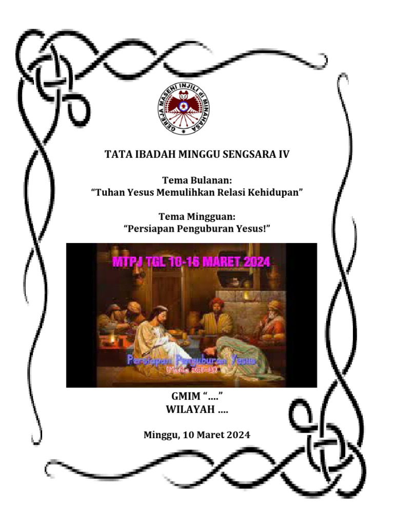 TATA IBADAH MINGGU SENGSARA 4, Minggu 10 Maret 2024 | PDF