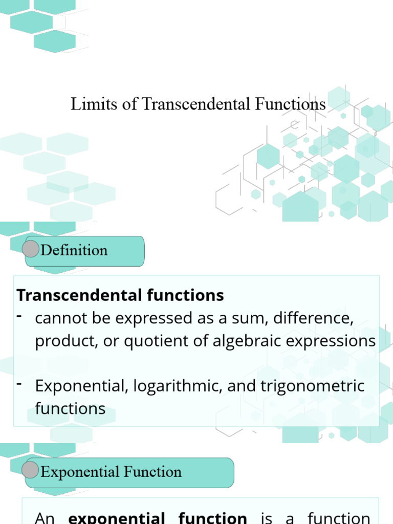 Limits of Transcendental Functions | PDF | Function (Mathematics ...