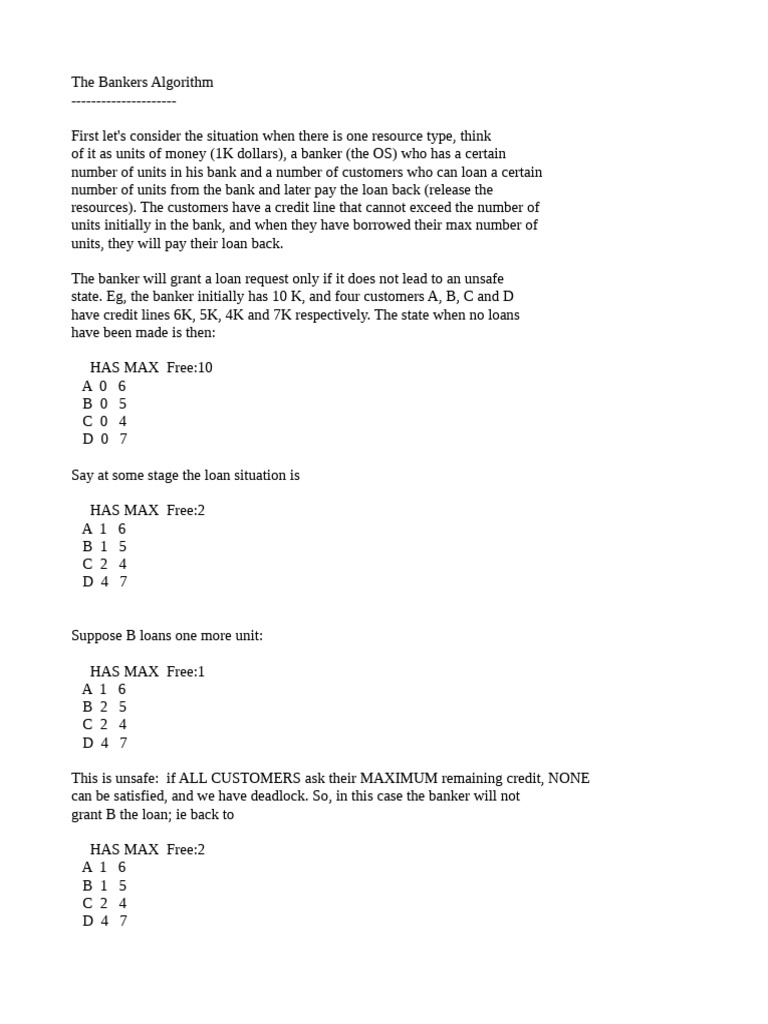 Bankers Alg | PDF | Banks | Algorithms