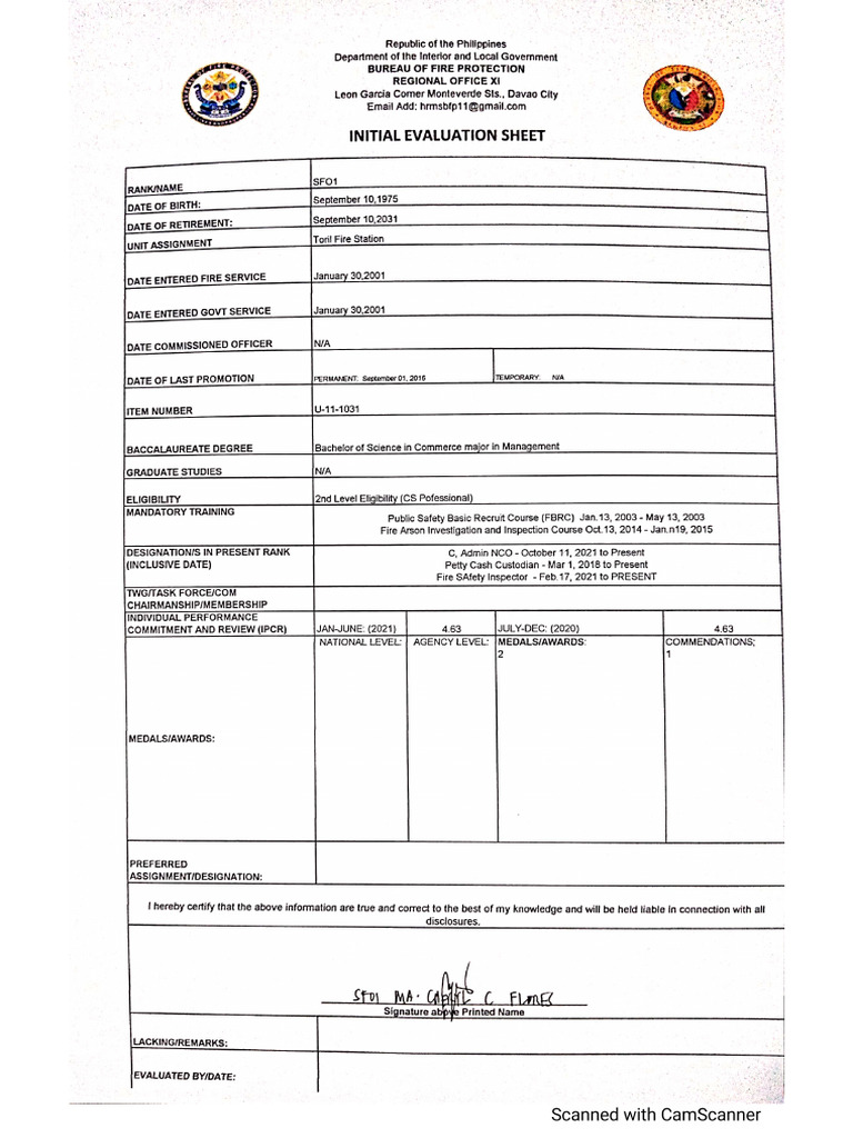 Initial Eval Sheet PDF | PDF