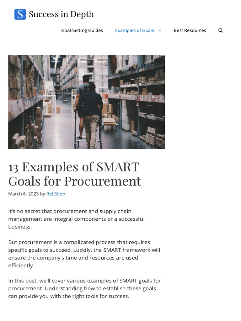 13 Examples of SMART Goals For Procurement - Success in Depth ...