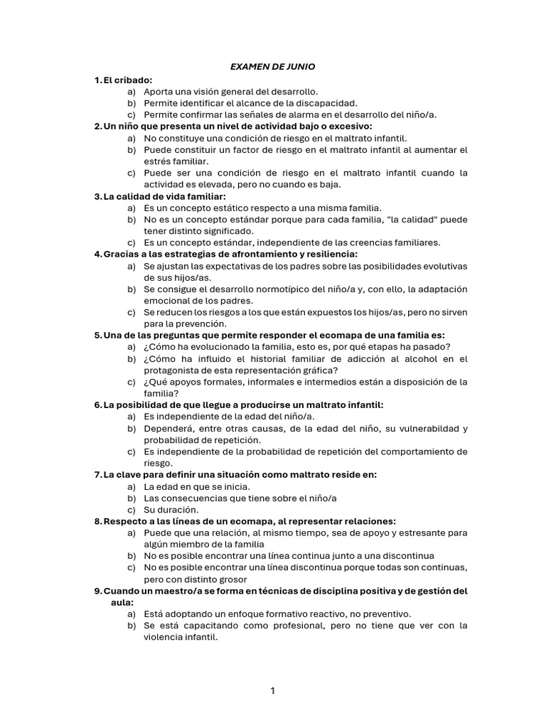 Dos Examenes 2 | PDF | Abuso infantil | Comportamiento