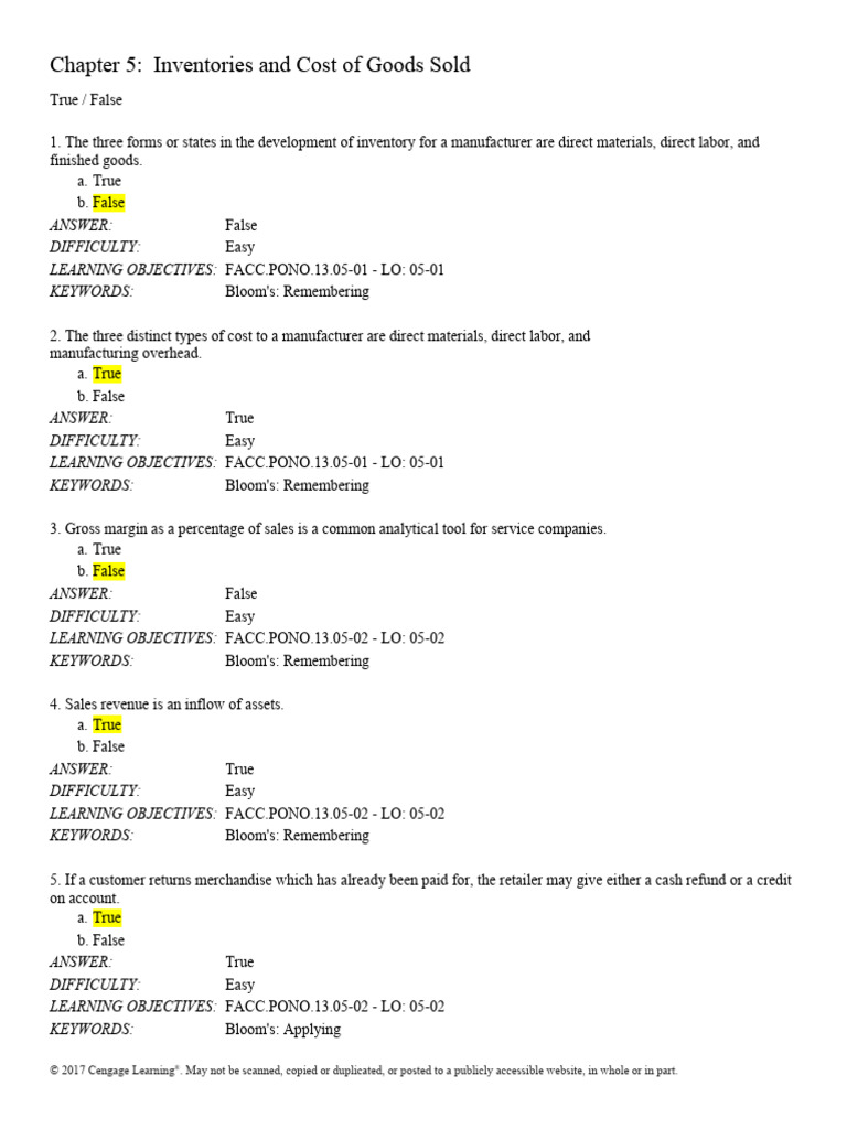 Chapter 5 Inventories and Cost of Goods Sold-1 | PDF | Cost Of Goods Sold | Inventory