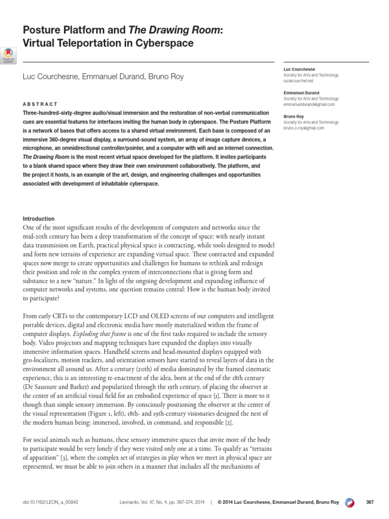4-2014-Posture Platform and The Drawing Room Virtual Teleportation in ...