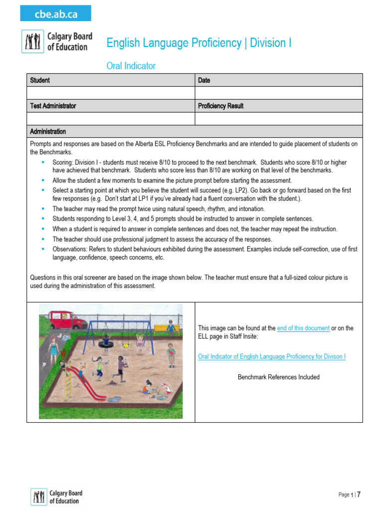 1 Oral Indicator Div I Test | PDF | Question | English Language