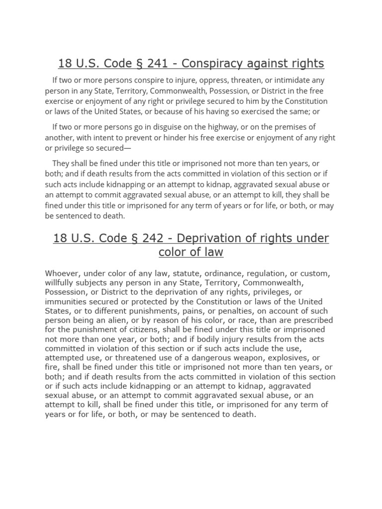 USC 241-242 - Police & Rights | PDF | Social Science