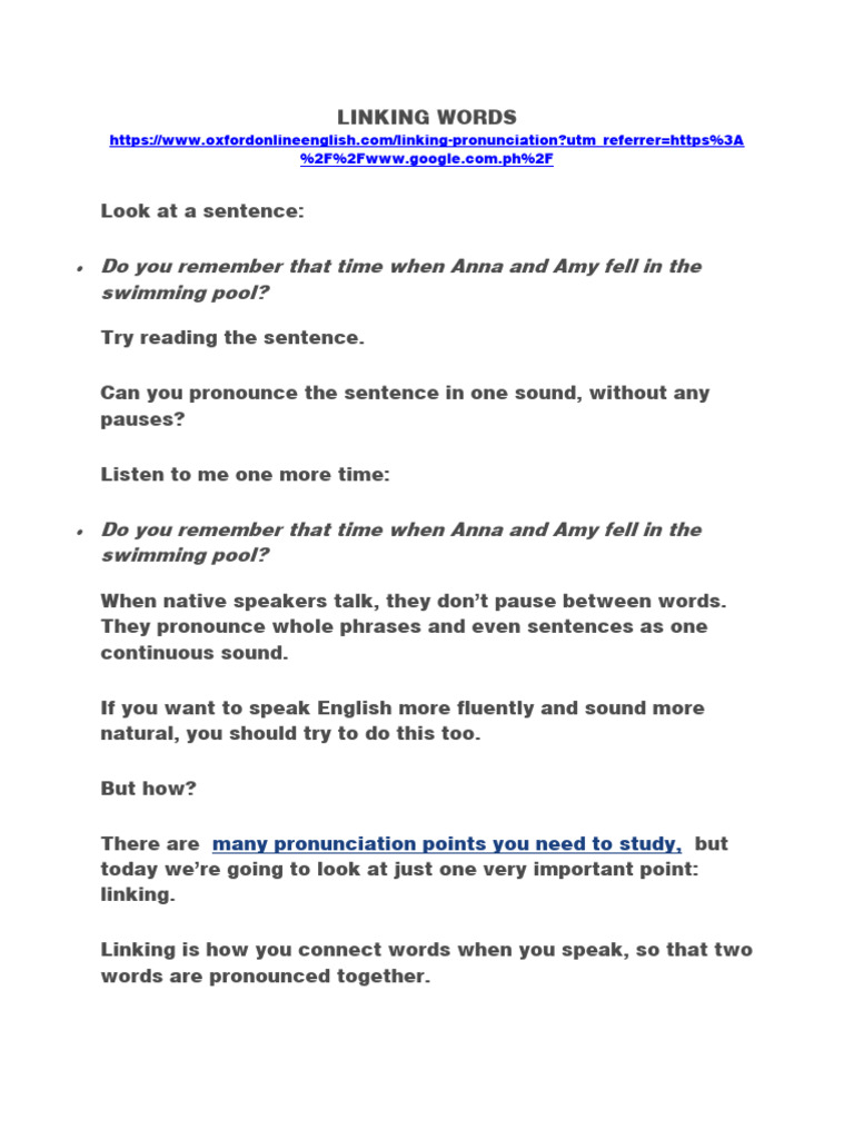 Linking Words | Download Free PDF | Consonant | English Language