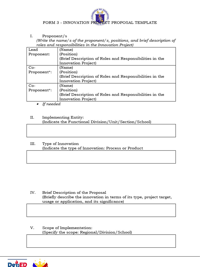 Innovation Proposal Template | PDF | Innovation | Monitoring And Evaluation