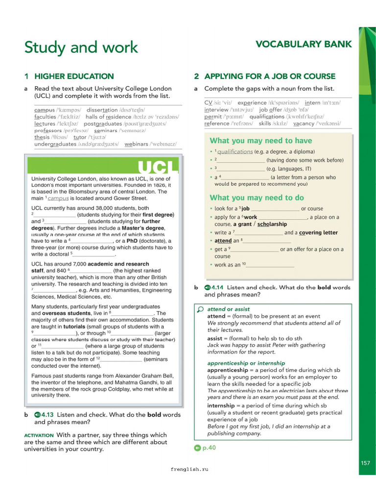 English File Intermediate Plus - Study and Work | PDF