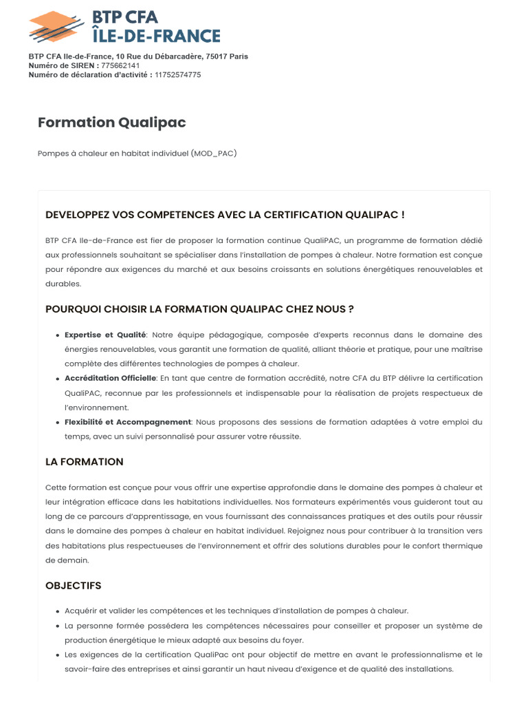 Formation Qualipac | PDF | Pompe à chaleur | Chaleur