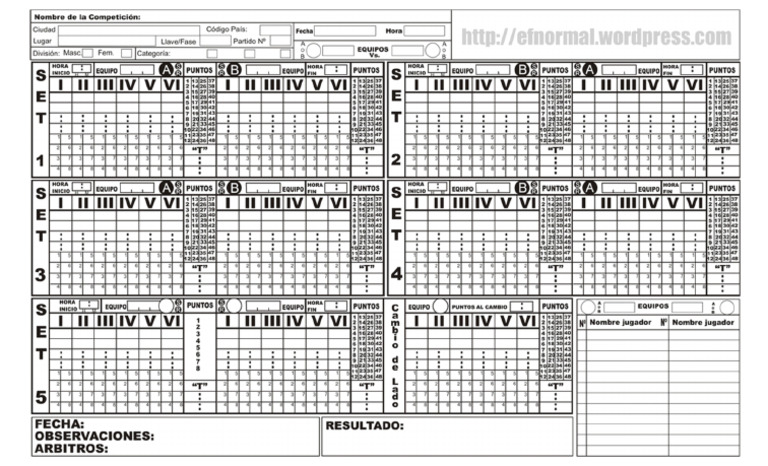 Planilla Voleibol Pdf