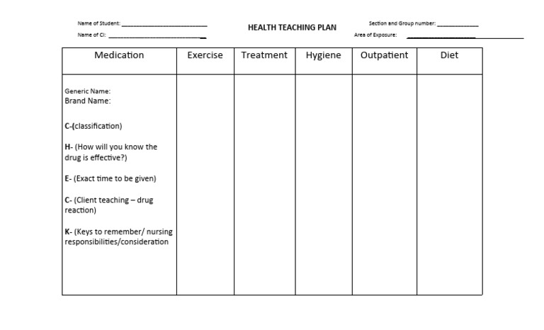 Nursing Student Health Plan Template | PDF | Self-Improvement